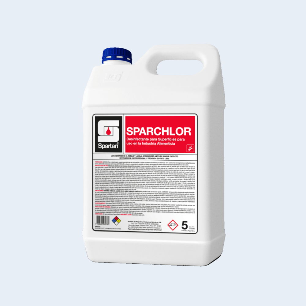 SPARTAN DESINFECTANTE SUPERFICIES ALIMENTICIAS SPARCHLOR 5LTS – Lustrol